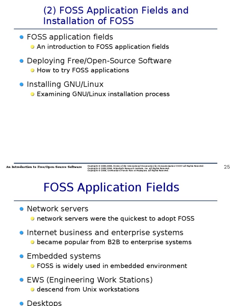 FOSS Application Fields and Installation of FOSS | PDF | Free Software ...
