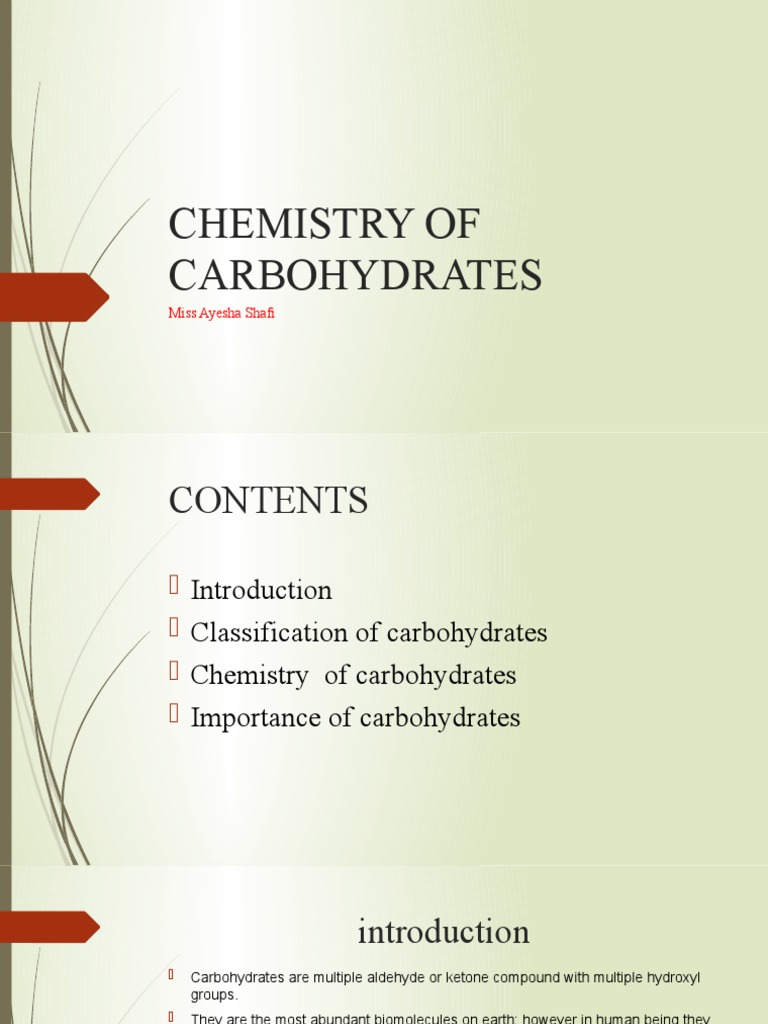 Chemistry of Carbohydrates | PDF | Carbohydrates | Glucose