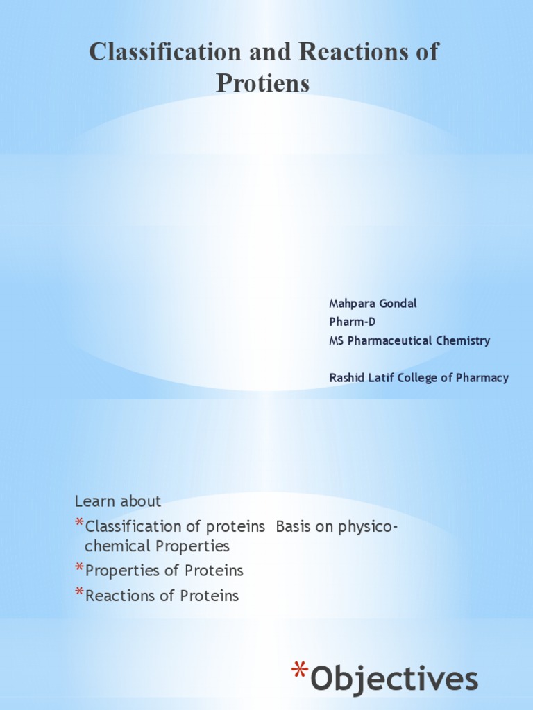Classification and Reactions of Protiens | PDF | Ion | Proteins
