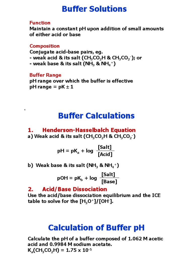 Buffer Solutions: Function | PDF | Buffer Solution | Acid Dissociation Constant
