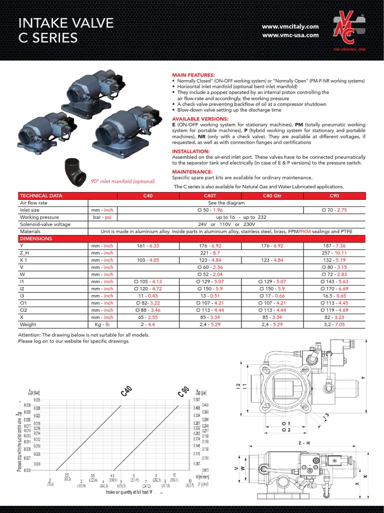 Intake Valve C Series: 90° Inlet Manifold (Optional) | PDF | Valve ...