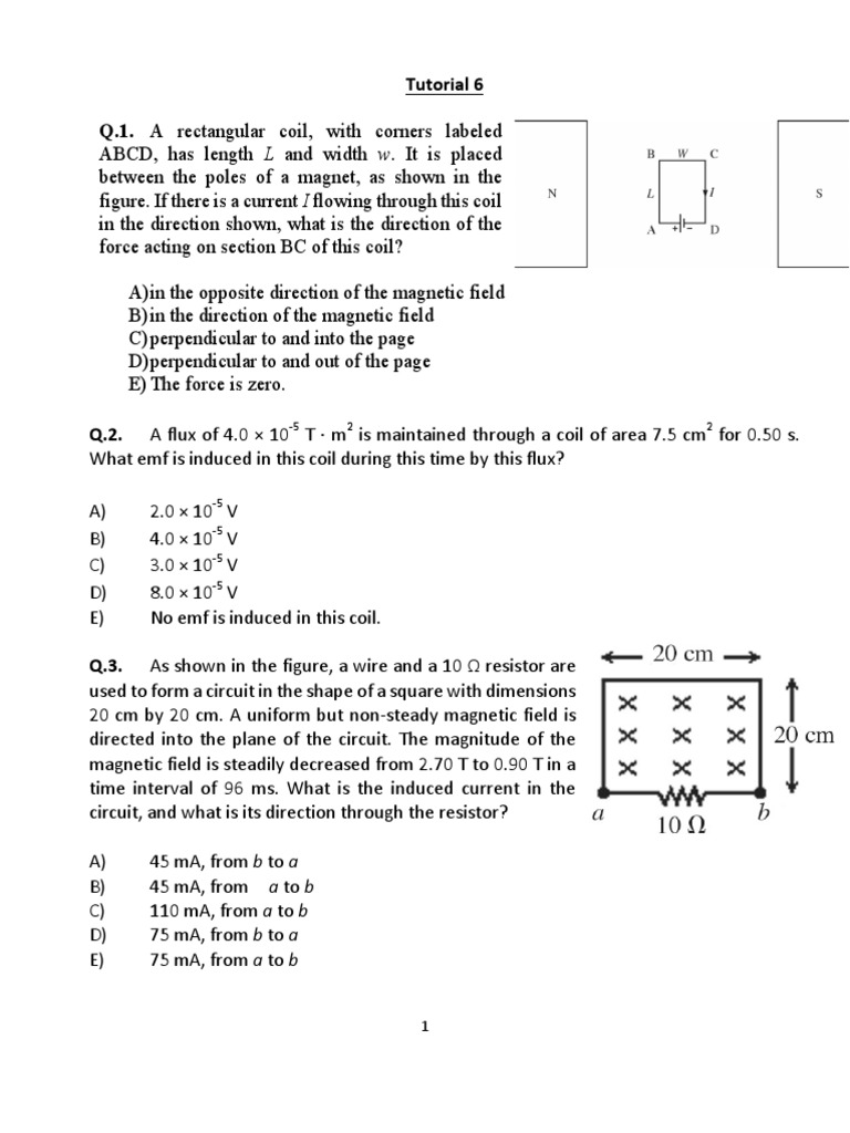 Tutorial 6 | PDF | Inductor | Inductance
