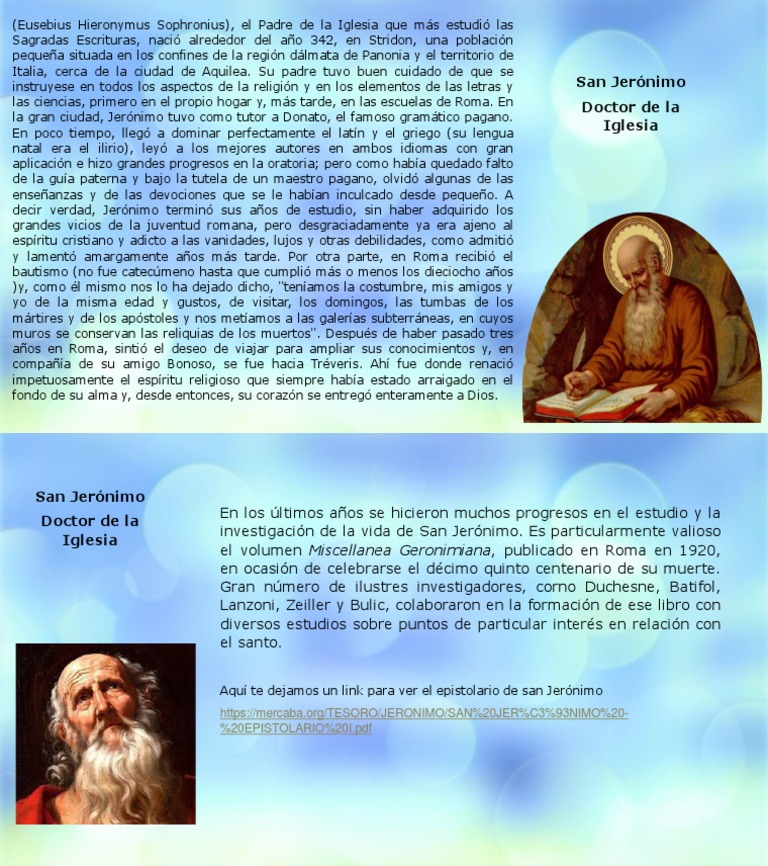 San Jerónimo: Vida y Legado Religioso | PDF | Jerome | Religión y creencia