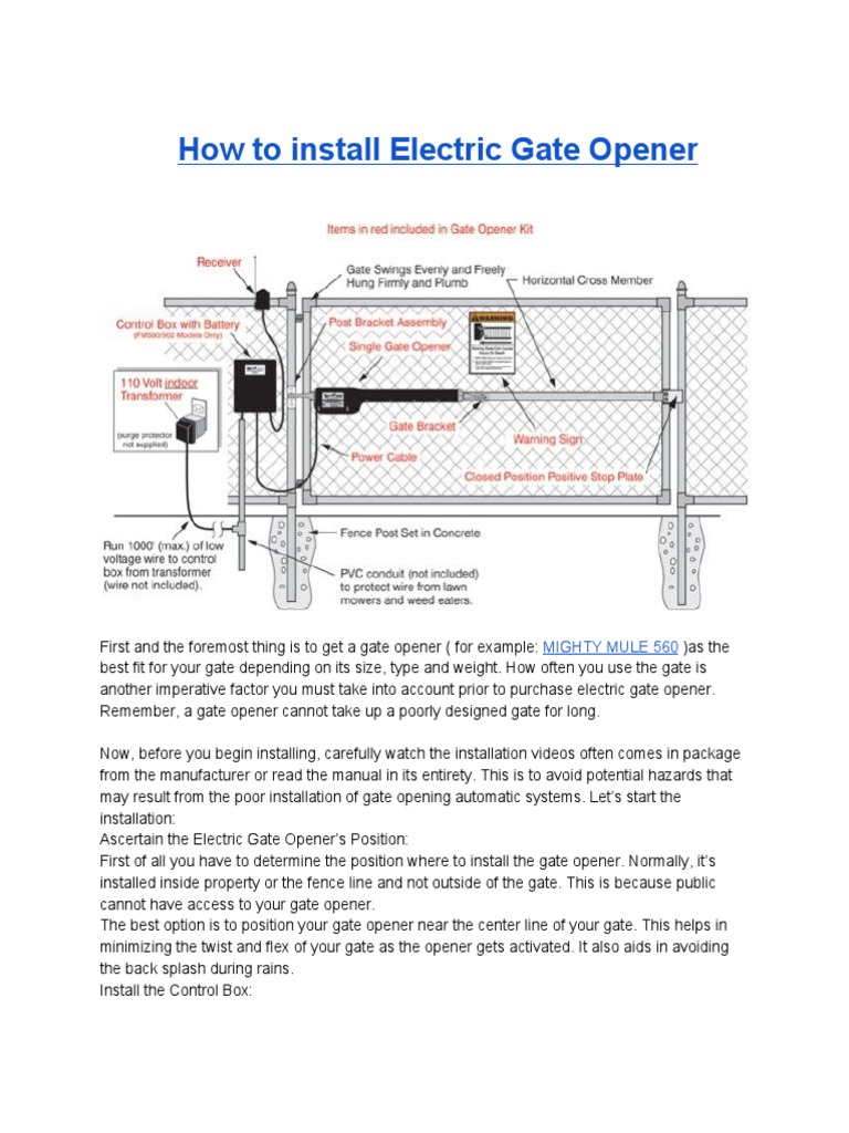 How To Install Electric Gate Opener | PDF | Ac Power Plugs And Sockets ...