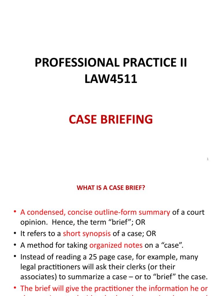 Case Briefing in Legal Practice | PDF | Brief (Law) | Lawsuit