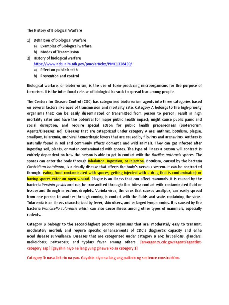 The History of Biological Warfare | PDF | Biological Warfare | Bioterrorism