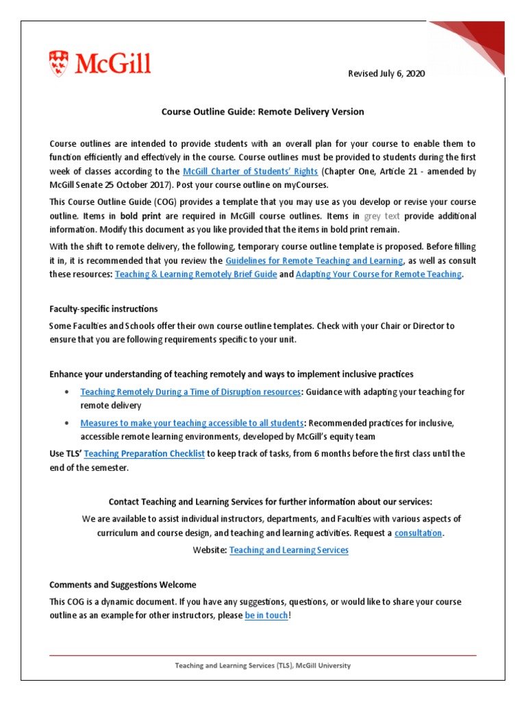 Course Outline Guide: Remote Delivery Version: Faculty-Specific ...