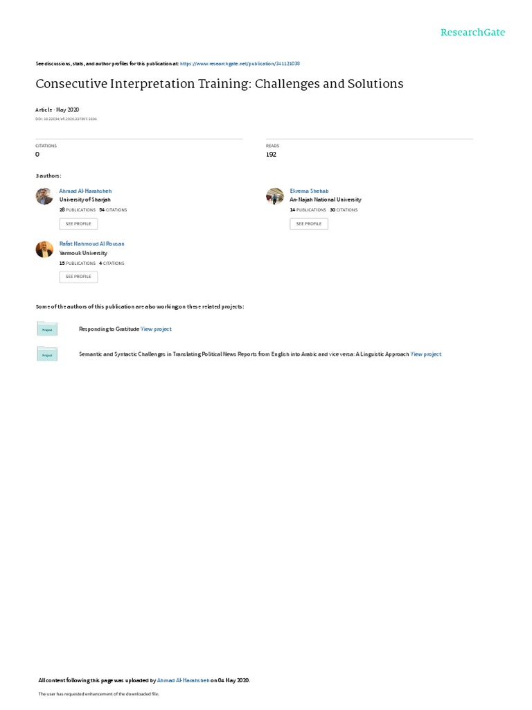 Consecutive Interpretation Training: Challenges and Solutions | Download Free PDF | Language ...