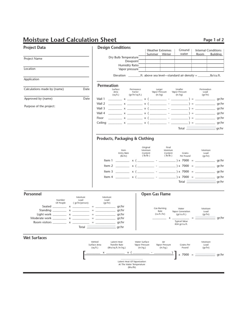 Moisture Load Calculation Guide | PDF | Humidity | Physical Sciences