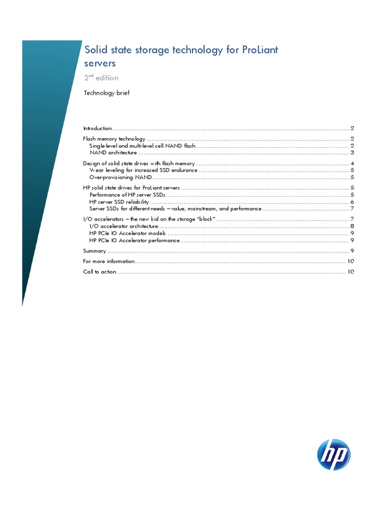 Solid State Drive Technology For ProLiant Servers | PDF | Solid State ...