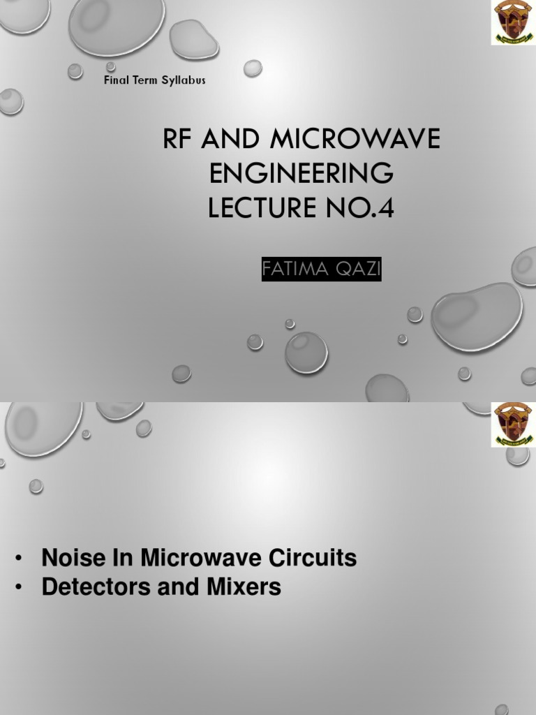 Lec4 Noiseinmicrowavecircuits PDF | PDF | Detector (Radio) | Amplifier
