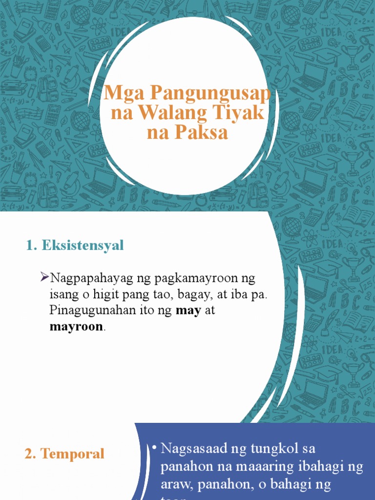 Mga Pangungusap Na Walang Tiyak Na Paksa | PDF
