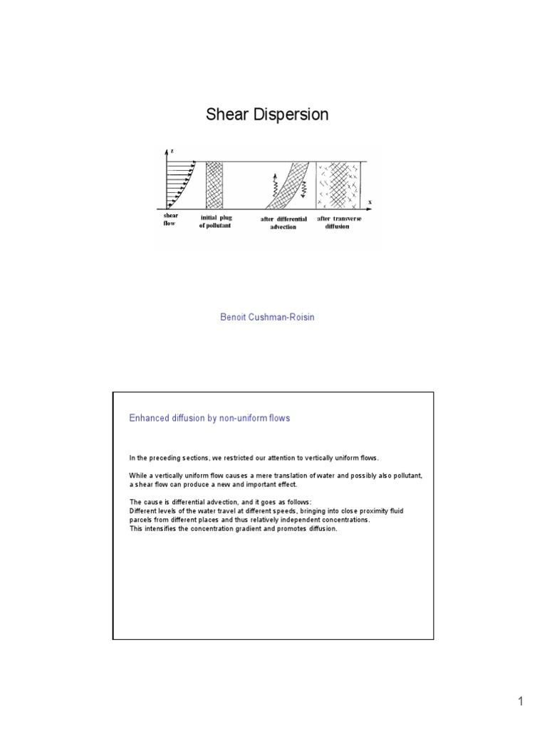 Shear Dispersion: Benoit Cushman-Roisin | PDF | Diffusion | Physical ...