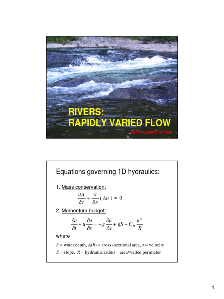 Rivers: Rapidly Varied Flow: Equations Governing 1D Hydraulics | PDF ...