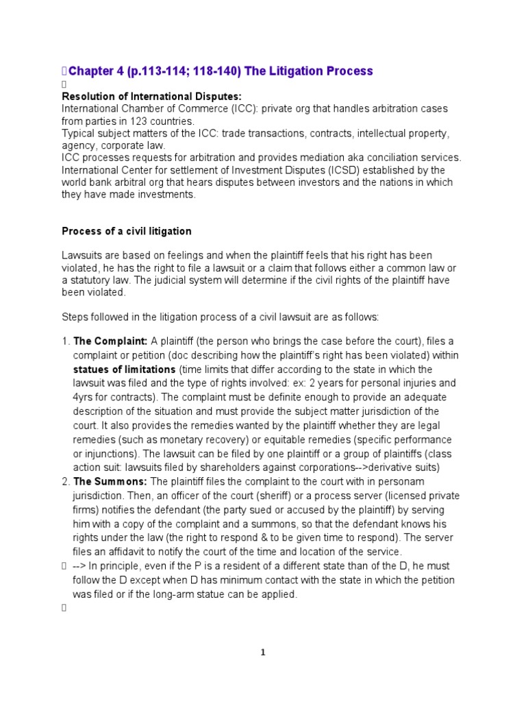 CH 4 (2) - The Litigation Process | PDF | Lawsuit | Discovery (Law)