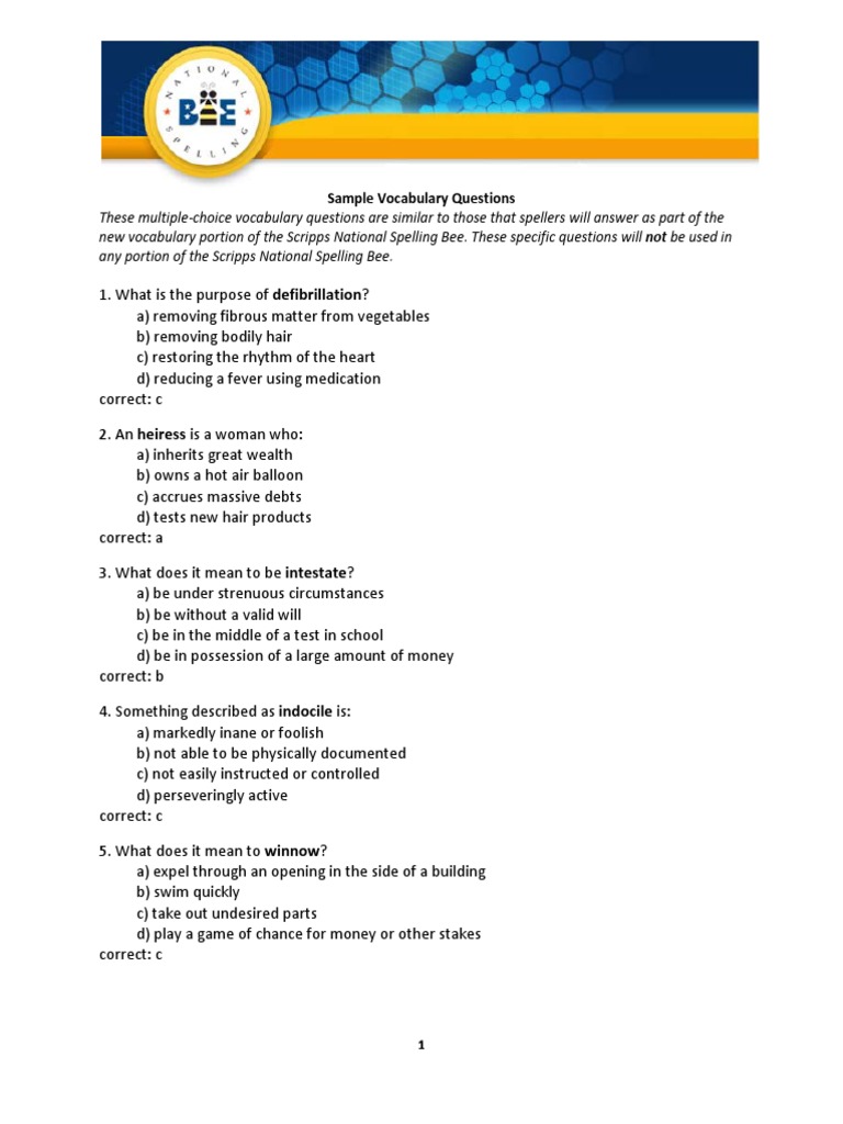 Sample Vocabulary Test Questions | PDF | Science & Mathematics