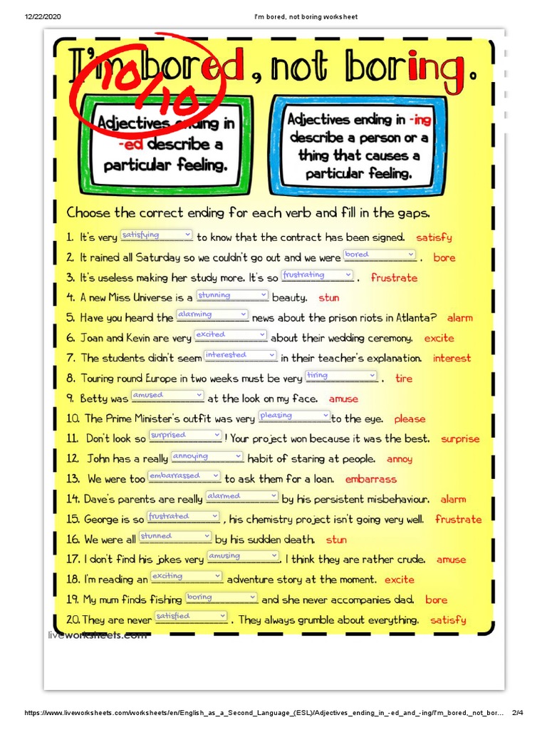 Boredom vs. Excitement Worksheet | PDF