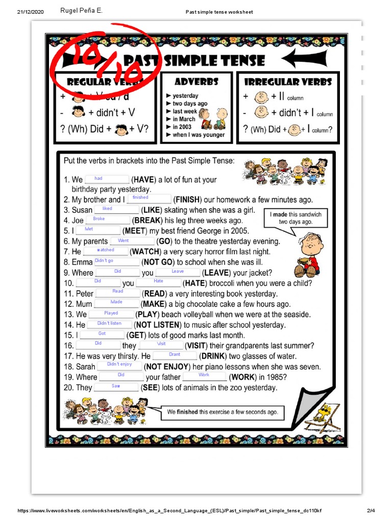 Past Simple Tense Worksheet | PDF