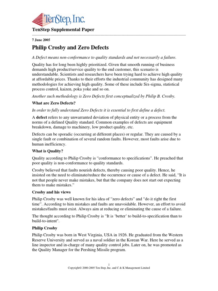 700 Philip Crosby Zero Defects | PDF | Quality Management | Goal 700 Philip Crosby Zero Defects | PDF | Quality Management | Goal