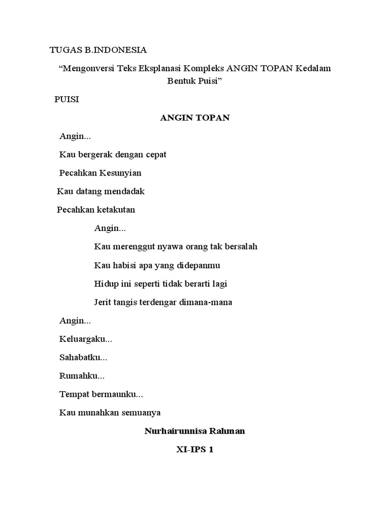 Puisi Angin Topan | PDF | Seni | Puisi