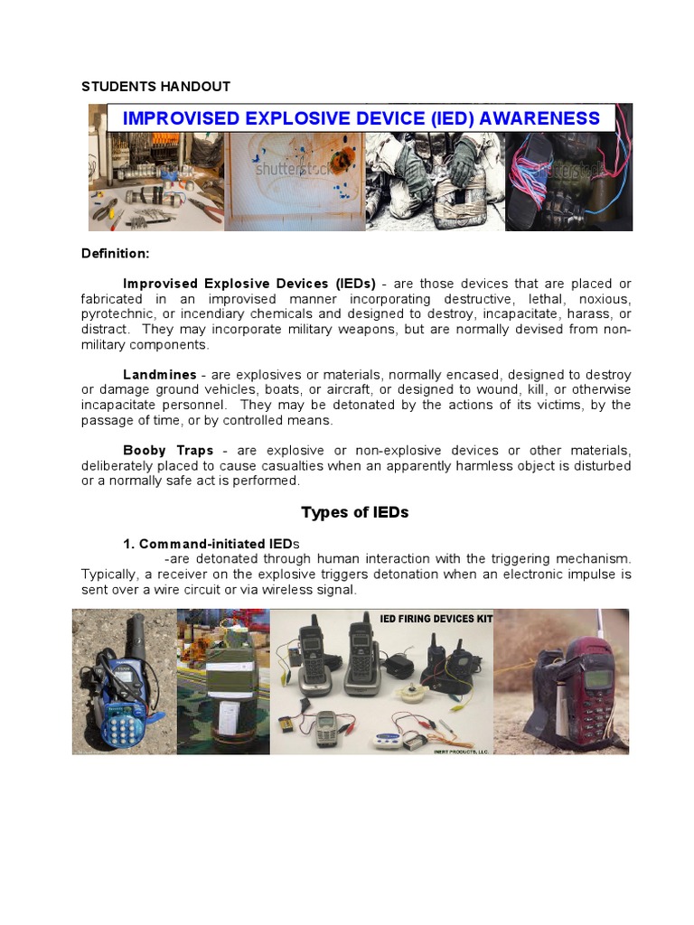 Improvised Explosive Device (IED) Awareness | Download Free PDF | Land ...