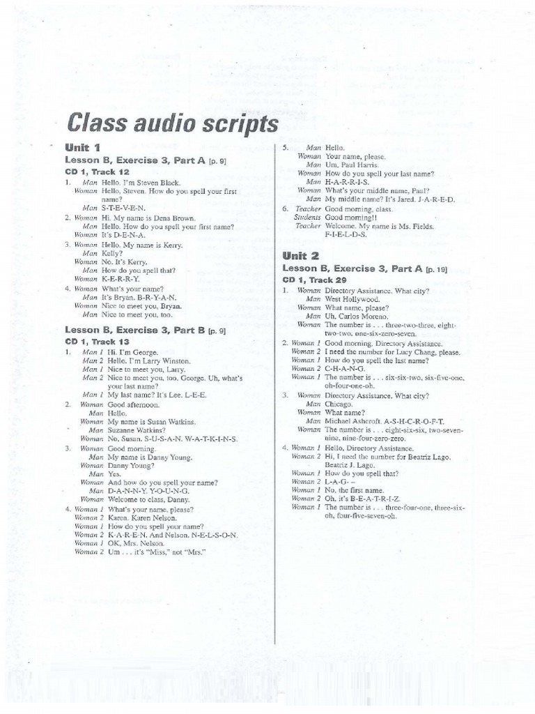 Four Corners 1 Audio Script-38773 | PDF