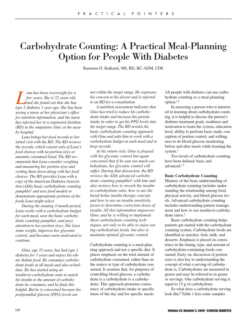 Carbohydrate Counting: A Practical Meal-Planning Option For People With ...