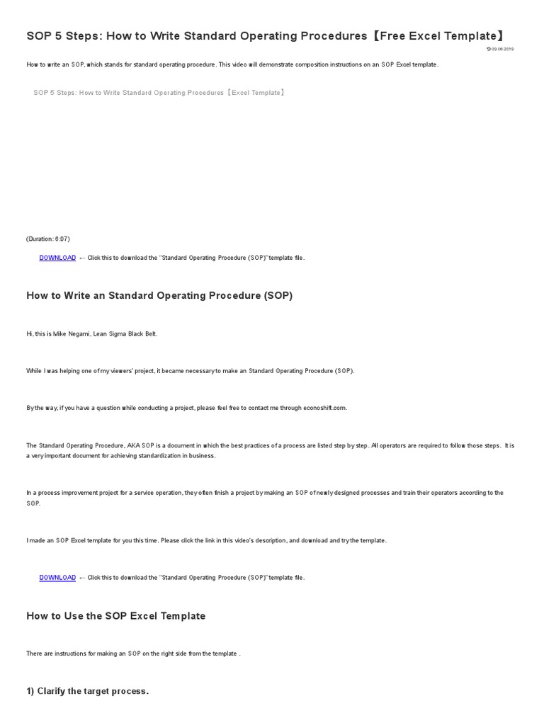 SOP 5 Steps - How to Write an SOP【Free Excel Template】 - Process ... SOP 5 Steps - How to Write an SOP【Free Excel Template】 - Process ...