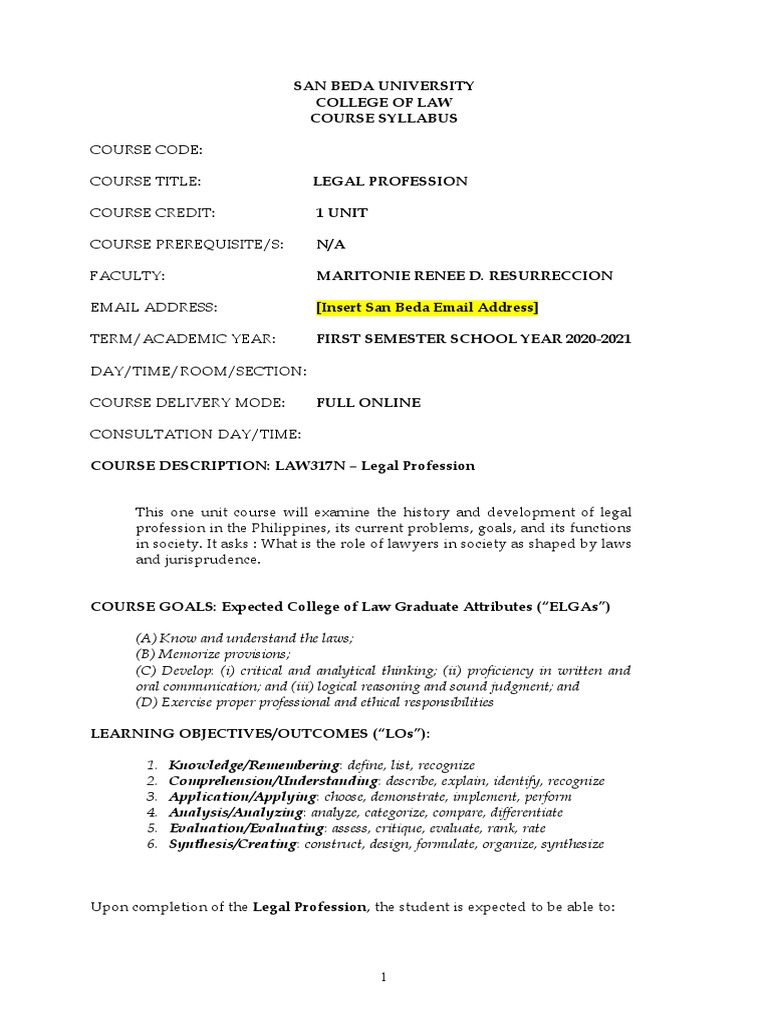 Legal Profession Course Overview | PDF | Lawyer | Profession