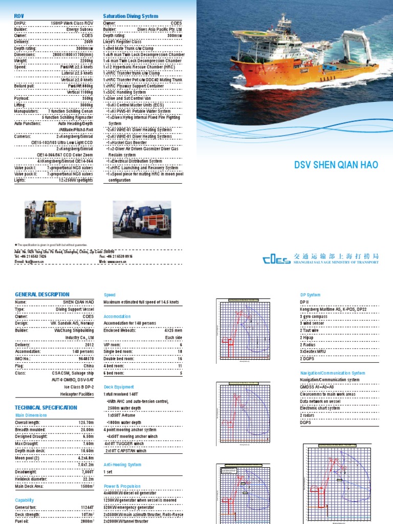 DSV Shen Qian Hao: ROV Saturation Diving System | PDF | Underwater ...