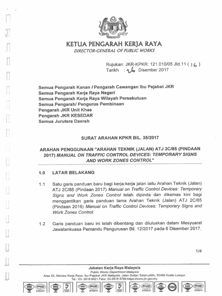 ATJ 02C-85 (Pind. 2017) - Manual On Traffic Control Device - Temporary ...