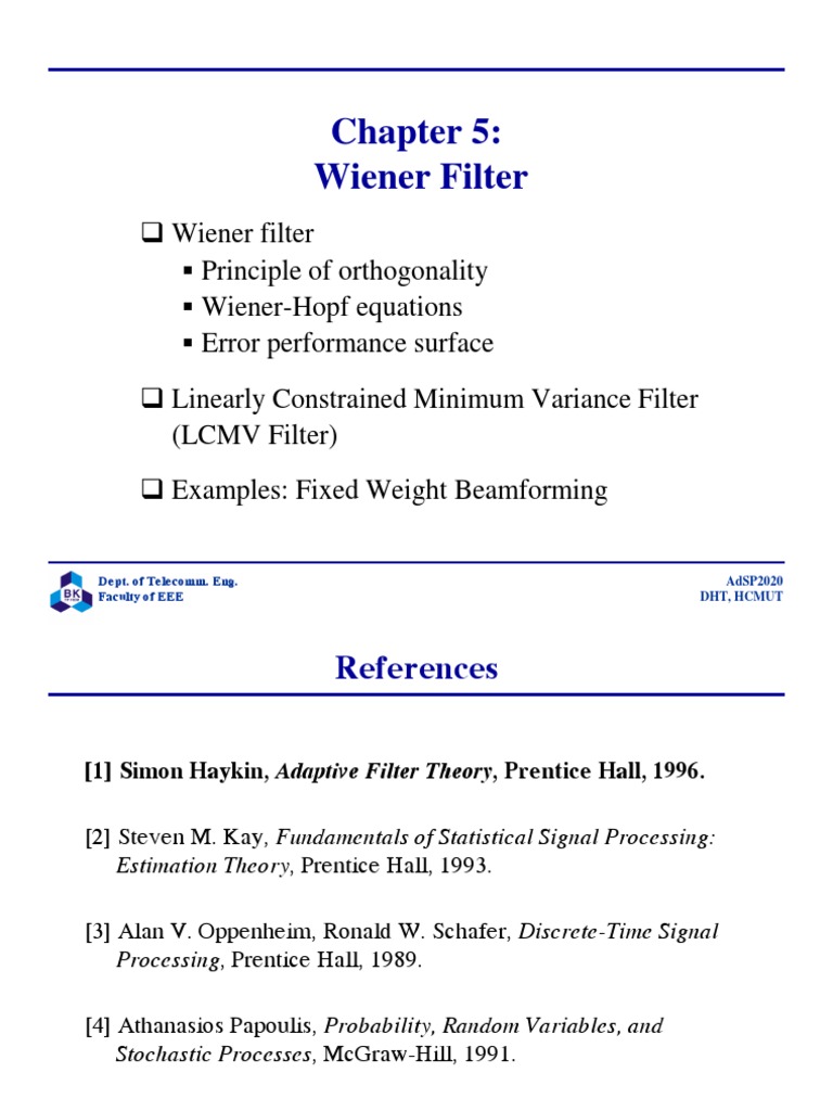 LCMV and Wiener Filtering Techniques | PDF | Eigenvalues And ...