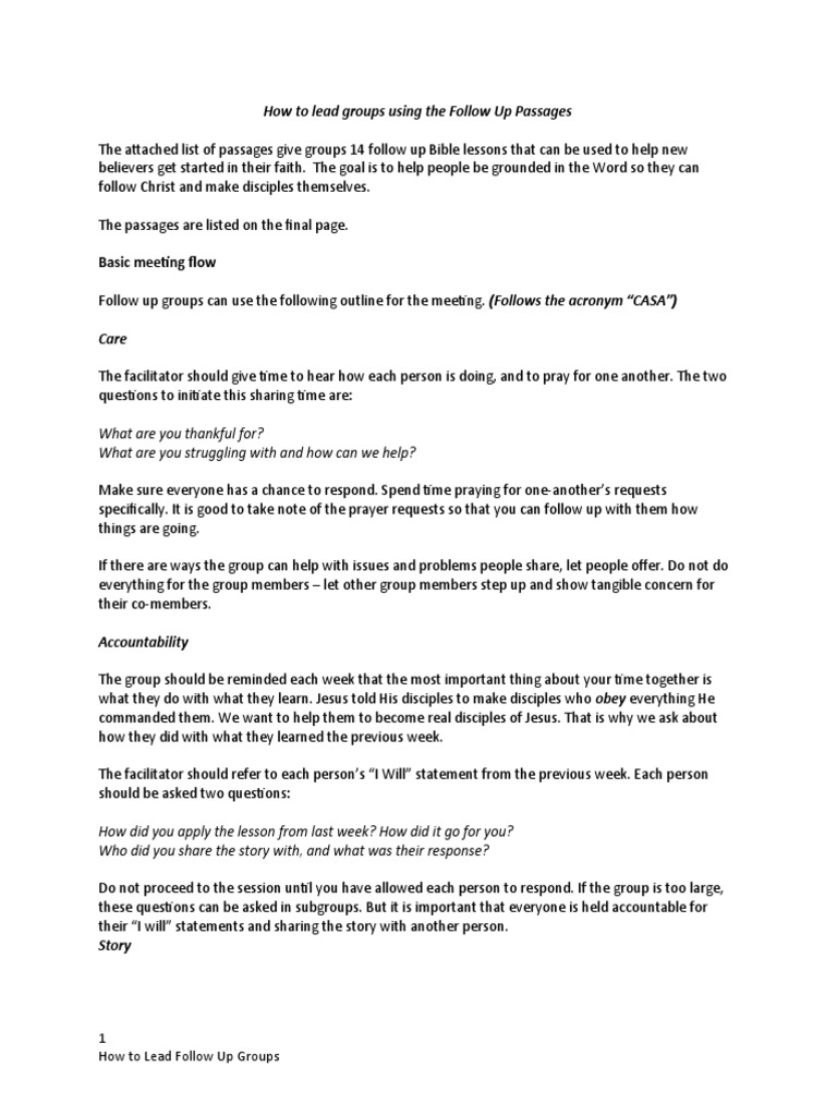 How To Lead Follow Up Groups | PDF | Parables Of Jesus | Disciple ...
