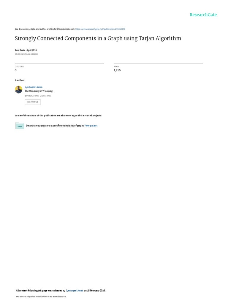 Strongly Connected Components in A Graph Using Tarjan Algorithm | PDF | Vertex (Graph Theory ...