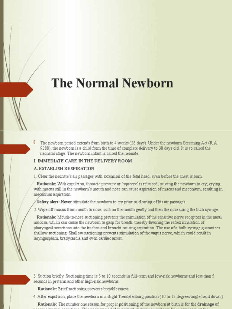 The Normal Newborn | PDF | Breathing | Respiratory System
