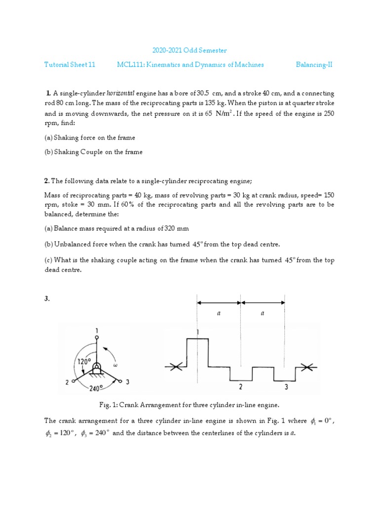 Tutorial-11-Balancing of IC Engines | PDF | Engines | Rotating Machines