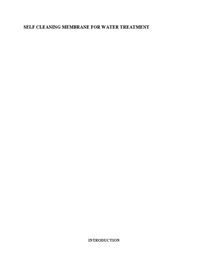 Self Cleaning Membrane For Water Treatment | PDF | Membrane | Membrane ...