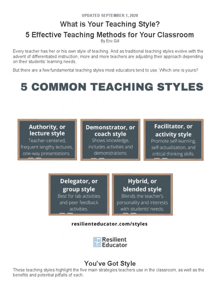 What Is Your Teaching Style? 5 Effective Teaching Methods For Your ...