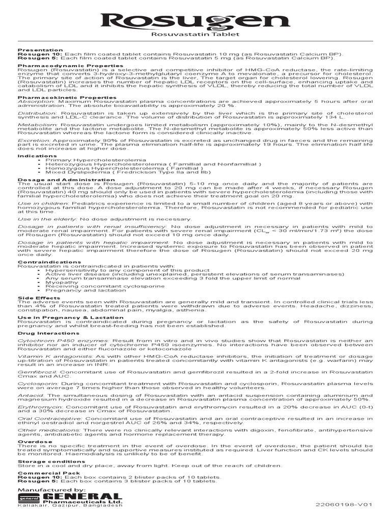 Rosugen | PDF | Cholesterol | Low Density Lipoprotein