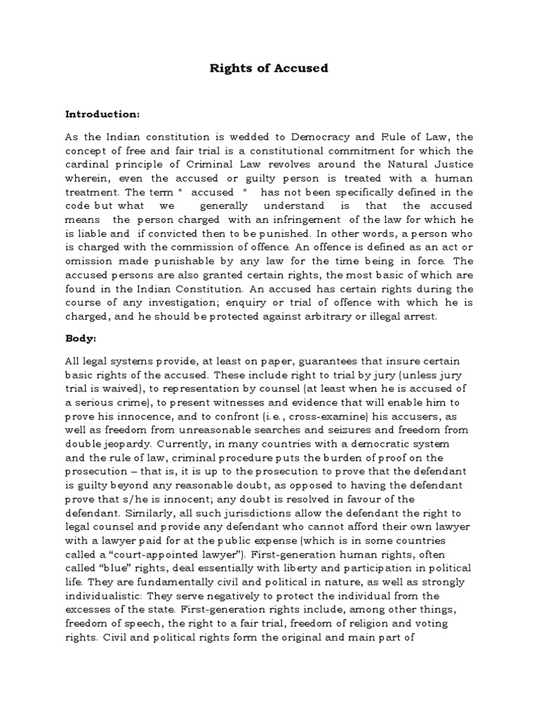 Rights of Accused | PDF | Arrest | Criminal Procedure
