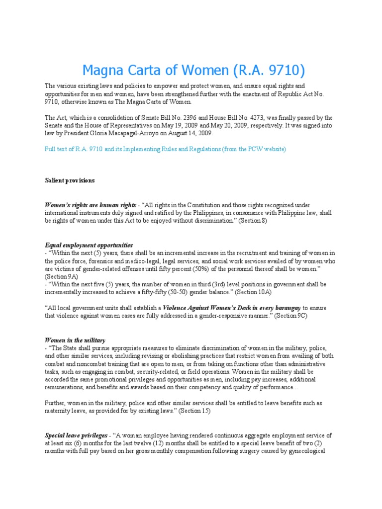 Magna Carta of Women | PDF