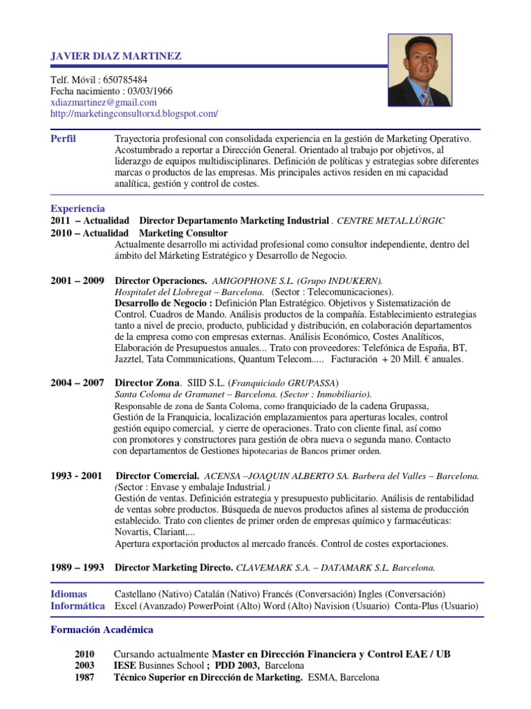 CV - Xavier Diaz | PDF | Barcelona | Marketing