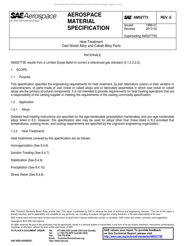 Ams 2773 e | PDF | Heat Treating | Alloy