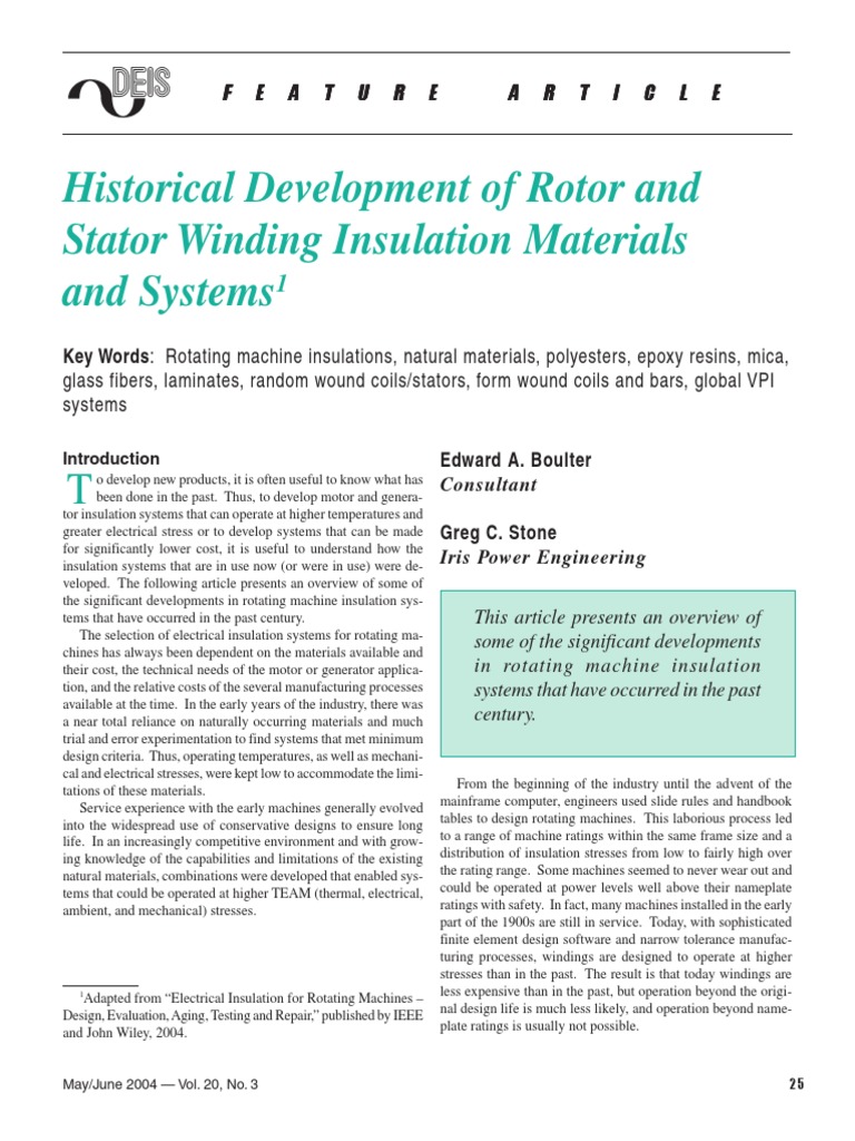 Historical Development of Rotor and Stator Winding Insulation Materials ...