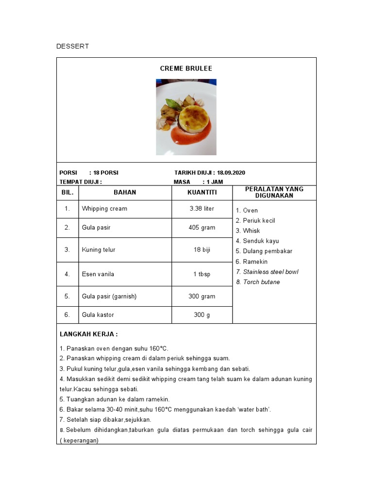 Full Resepi Standard (American Service) | PDF