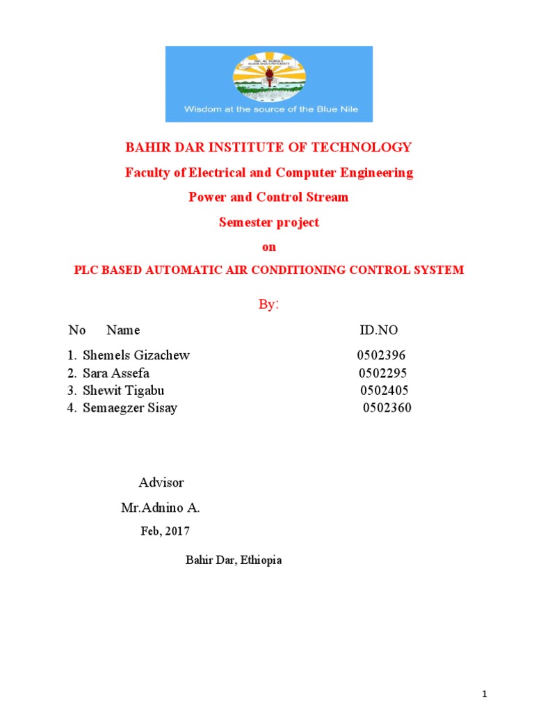 Bahir Dar Institute of Technology Faculty of Electrical and Computer ...