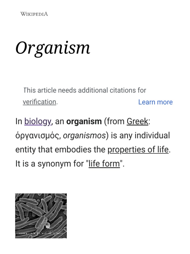 Organism - Wikipedia | PDF | Organisms | Cell (Biology)