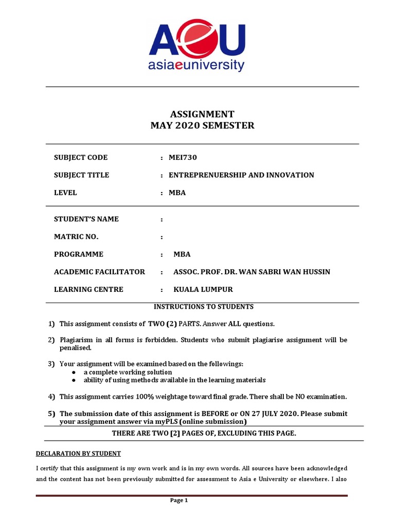 Mei730 Assignment Submission Link May 2020 Semester | PDF | Plagiarism ...