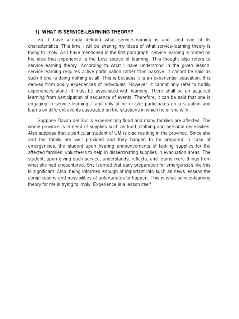 Service Learning Theory | PDF