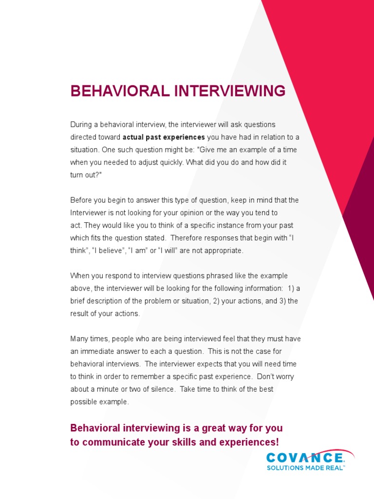 Behavioral Interviewing | PDF